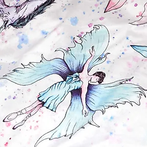 Girl's Dragon, Unicorn Fairy Baby Blanket | 30x40 Inches | Soft Minky Purple Fleece | Unique Baby Gift