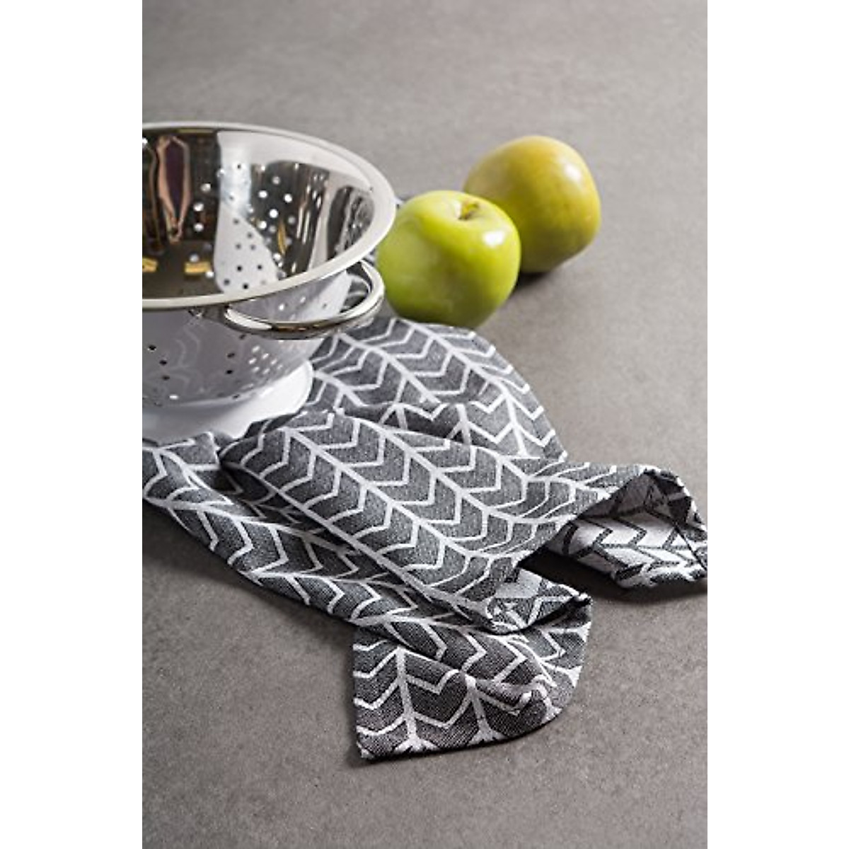 DII Herringbone Kitchen Collection, Dishtowel Set, 18x28, Black & White, 3 Piece