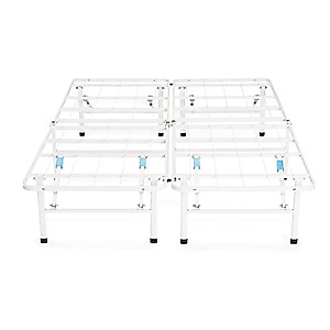 Amazon Basics Foldable Metal Platform Bed Frame with Tool Free Setup, 14 Inches High, Full, White