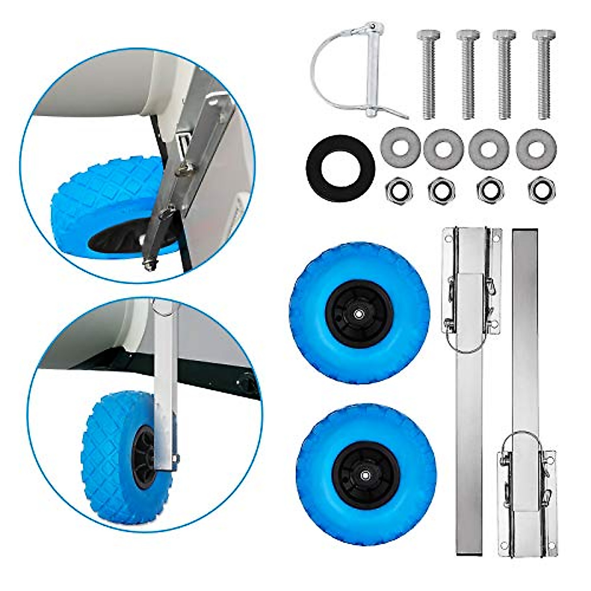 Bestauto Boat Launching Wheels Stainless Steel Transom Launching Wheel Dolly Stainless Steel for Inflatable Boat