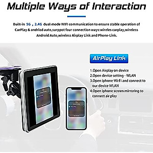 Wireless Portable Car Stereo with Rear Camera Dash or Windshield Mounted 7.5” IPS Touchscreen Car Receiver Compatible with Apple Carplay/Android Auto，Bluetooth，Mirror Link，Google，Siri Assistant