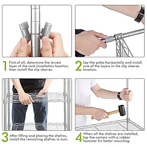 Cozzine 5 Tier Storage Shelves, Adjustable Storage Shelves 21"x 11"x 59" Heavy Duty Steel Tube Wire Shelving Unit (Silver)