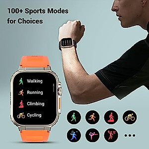 FITNIV Smart Watch, 1.96 Fitness Tracker Watch with Bluetooth Call (Answer/Make Call) Heart Rate Blood Oxygen Sleep, IP68 Waterproof Smartwatch Compatible with iPhone Android Phones for Women Men