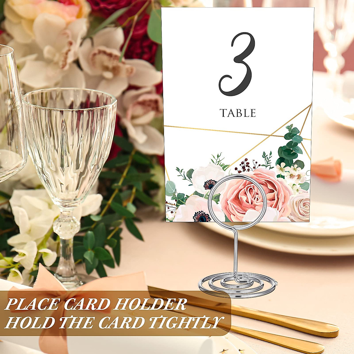 100 Pcs Mini Place Card Holders 2 Inch Table Number Holders Small Steel Wire Table Sign Holders Picture Stands for Table Menu Standing Clip Holder for Wedding Birthday Restaurant (Silver)