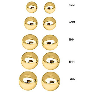 Maulijewels 14K Solid Yellow Gold (3MM - 6MM) Ball Earring/Stud Earrings For Women's With Secure Push Back