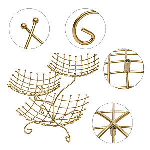 DYRABREST 3-Tier Fruit Basket Fruit Bowl Stand Fruit Cake Tray Plate 3 Tier Storage Rack Fruit Vegetable Bowl Desserts Candy Buffet Plate Serving Tray fo Family Dinner Birthday Party Wedding (Gold)