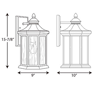 Progress Lighting Edition Collection 1-Light Water Glass Traditional Outdoor Large Wall Lantern Light Antique Bronze