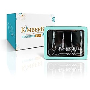 Kimberbell Beginner Box & Deluxe Scissor Set (35 Pcs) Machine Embroidery & Sewing, 3 Projects, Step-by-Step Instructions, Fabric + Materials, Techniques: Raw Edge Appliqué, Quilting & Satin Stitch