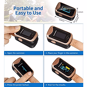 Pulse Oximeter Fingertip, LOVEWEE Upgraded SpO2 Blood Oxygen Saturation Monitor Heart Rate Monitor with Large OLED Digital Display, Portable Pulse Oximetry with Lanyard and Batteries