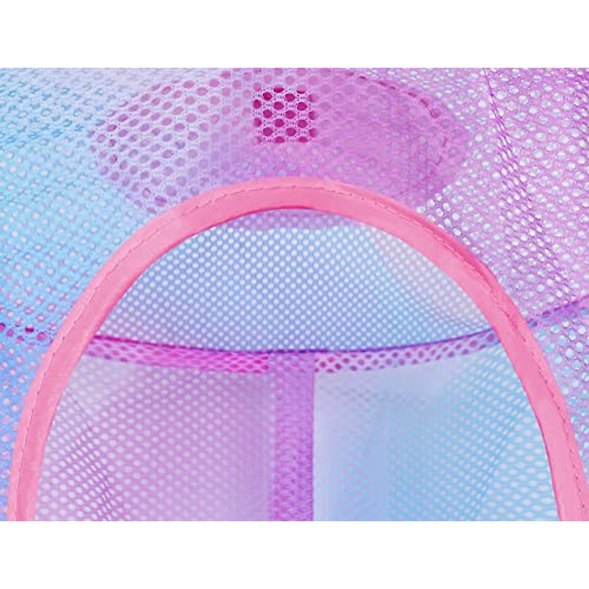 Sutinban 2 Pcs Hanging Mesh Stuffed Animal Storage for Kids Room, Bathroom and Balcony, 5 Tier Foldable Corner Net Organizer, for Organizing Plush Toys, Socks,Pink-Blue Tiedye(Pink)