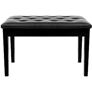 MICHYUGM Piano Bench with Padded Cushion and Music Book Storage Compartment, Duet Wooden Seat, 13.7 x 29.5 x 20 inches, Load 440lb Black
