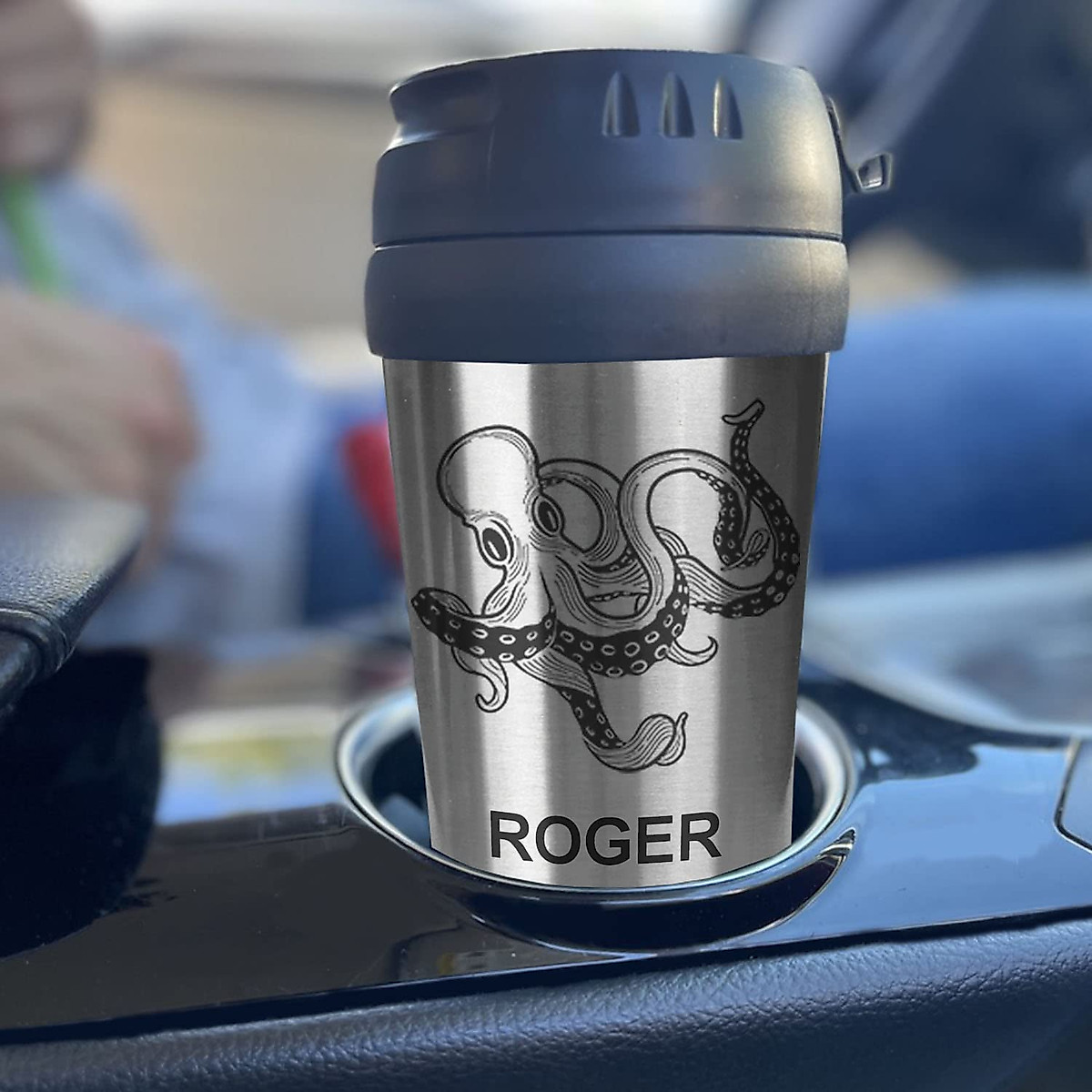LaserGram 16oz Coffee Travel Mug, Motorcycle, Personalized Engraving Included (Stainless)