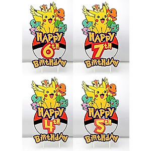 Custom Anime Cartoon Birthday Cake Topper Poke Birthday Party Decorations