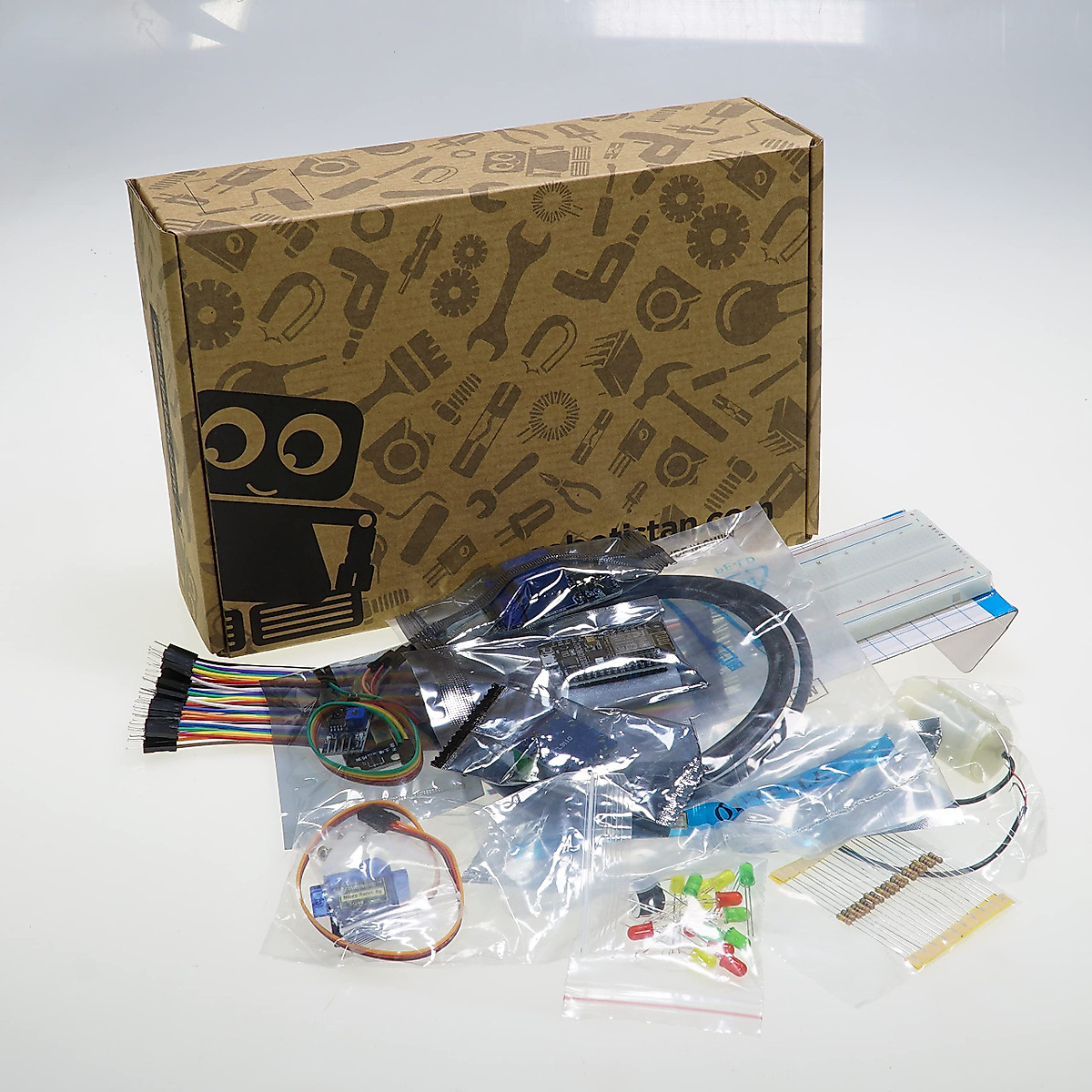 Robotistan Nodemcu ESP8266 IoT Starter Kit - Smart Electronic IoT Projects - DIY Automated Home Gadgets - WiFi Development Board with NodeMCU, Motors, LEDs, Sensors & More