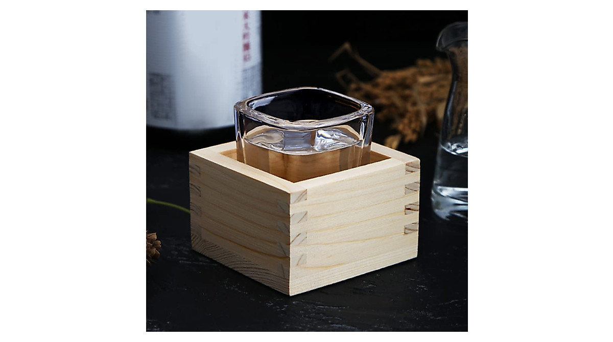 Japanese Hinoki Wood Sake Cup Box - Traditional Masu