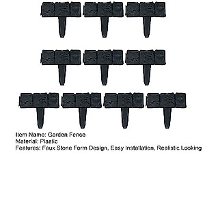 Reheyre 10pcs Garden Landscape Edging Borders, Anti-deform Garden Edging Border, Garden Landscape Edging Border for Grass Lawns Yard, Faux Stone Design Lawn Border Black