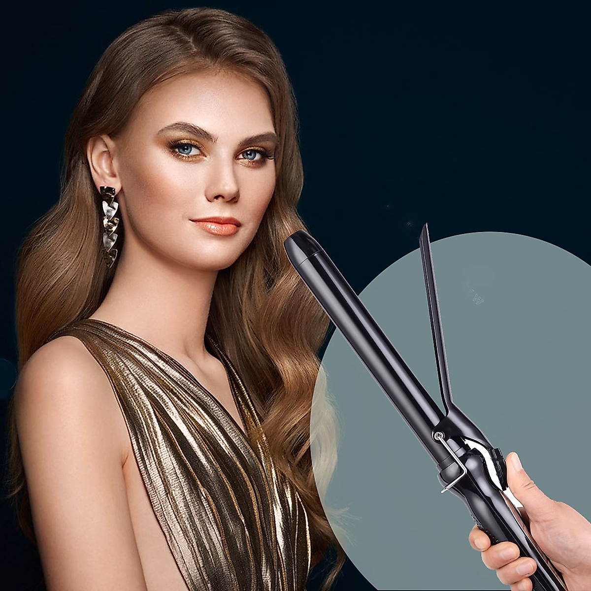 abp 1 Inch Curling Iron with Ceramic Barrel, Instant Heat up to 450°F, Waving Style Tool for Long/Medium Hair and Women