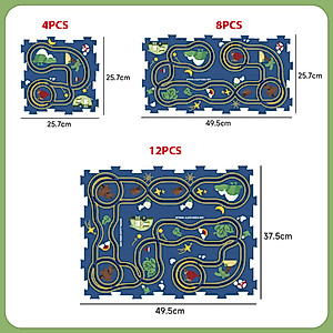 DIY Assembling Electric Trolley,2024 New Christmas Toddler Puzzle Track Play Set with Vehicles,Children's Educational Puzzle Track Car Play Set for Kids (4 * Puzzle Tracks, Vehicle#A)