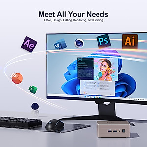 GEEKOM A5 Mini PC, AMD Ryzen 7 5800H(8C/16T, up to 4.4GHz) Mini Desktop Computer, 32GB DDR4 RAM 512GB M.2 SSD, Radeon Vega 8 Graphics, Support 8K UHD/USB 3.2/WiFi6/BT5.2/HDMI/Windows 11 Pro