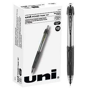 PowerTank RT Black Pens, 1.0mm Bold Pens 12 Pack - Similar to Gel Pens, Pens Ballpoint, Pen Retractable, Bulk Pens, Bulk Ink Pens, Office Supplies, Colored Pens, Pens Fine Point Smooth Writing Pens,