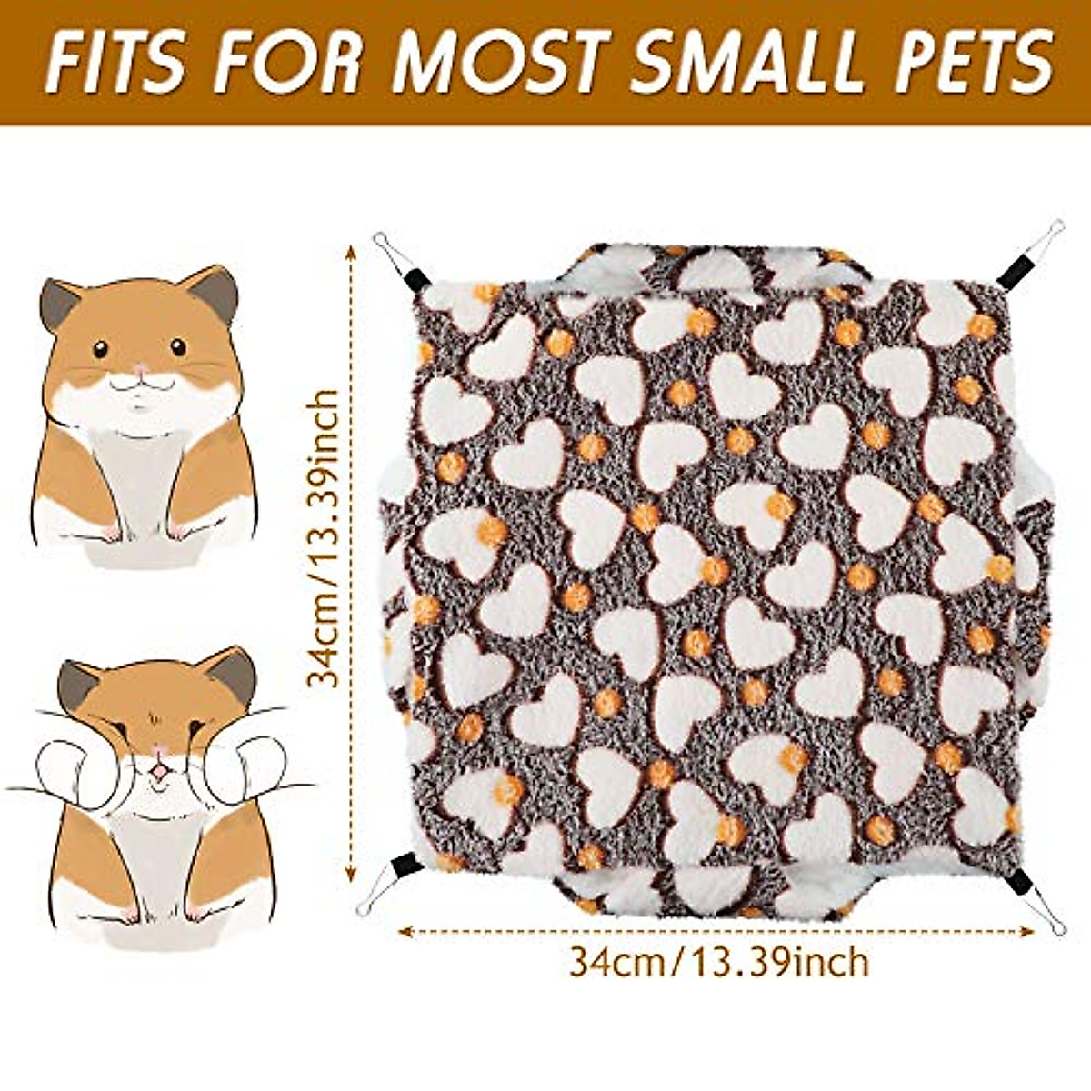 Small Pet Cage Hammock, Double-Layer Rat Hammock Hanging Bed, Warm Ferret Cage Hammock, Pet Swinging Bed for Sugar Glider Fleece Chinchilla Parrot Guinea Pig Squirrel Hamster Playing Sleeping