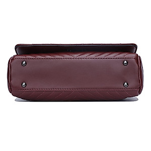 KKXIU Quilted Multiple Pocket Women Crossbody Bag with Chain Strap Stylish Ladies Shoulder Clutch Purse (a-Wine)