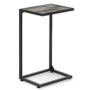 melos C Shaped End Table, C Tables for Couch, Snack Side Table for Sofa, Couch Tables That Slide Under, Small TV Tray Table for Living Room, Bedroom, Gray