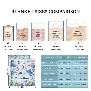 Custom Baby Marine Life Blanket Soft Lightweight Personalized Name Blankets Warm Cozy Plush Throw Blanket for Couch Bed Sofa Personalized Gifts S 40×50in for Kids/Child