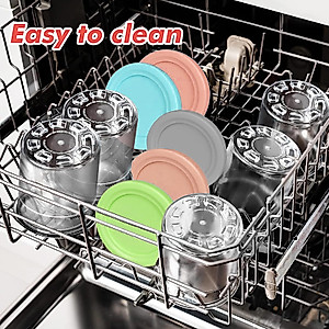 newkaijian Replacement For Ninja Creami Deluxe Pints and Lids-4 Pack & BPA Free, Dishwasher Safe, Colorful Lids, Clear Ice Cream Cups 16oz Compatible with NC300 NC299AMZ Ice Cream Maker