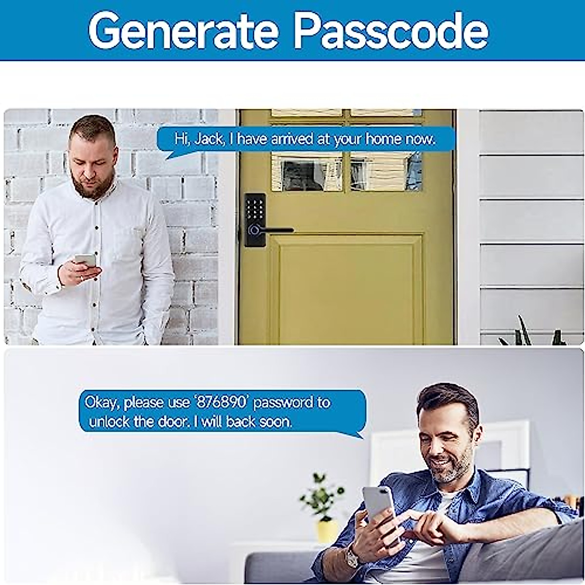 BEBASIA Smart Door Lock, Keyless Entry Door Lock, Fingerprint Door Lock, Door Locks with Keypads, Bluetooth WiFi Door Locks, Keypad Door Lock with Reversible Handle, APP Control, Fobs, Code (Black)