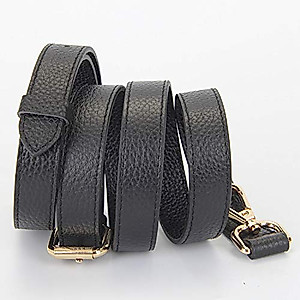 LIVE UP Full Grain Leather Adjustable Replacement Cross Body Purse Shoulder Strap Handbag Bag Wallet, 2/3” Wide (Black)