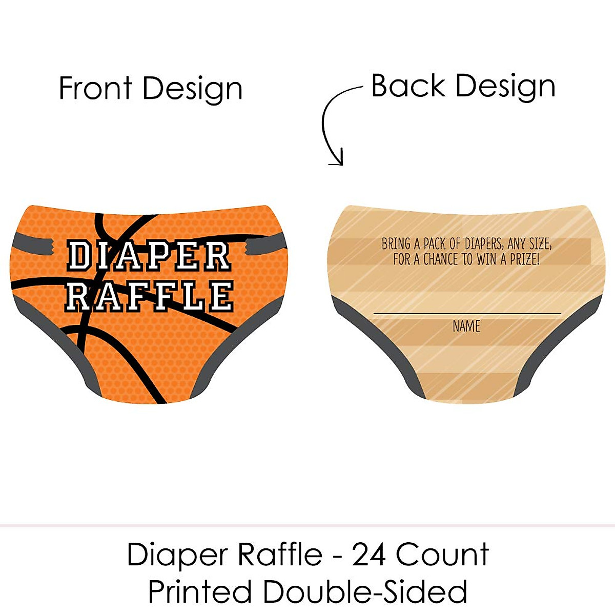 Big Dot of Happiness Nothin' but Net - Basketball - Diaper Shaped Raffle Ticket Inserts - Baby Shower Activities - Diaper Raffle Game - Set of 24