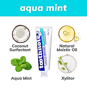 2PC Natural Whitening Toothpaste for Sensitive Teeth (3.52 fl oz) - Removes Coffee Stains, 99% Organic Ingredients, No Artificial Color, No SLS, No Gluten (New Aqua Mint)