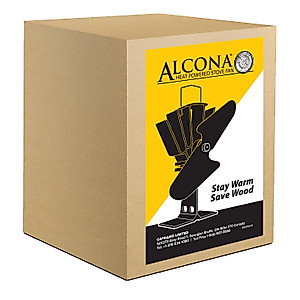 Alcona Heat Powered Wood Stove Fan, 100CFM, 7.9" Blade, Black