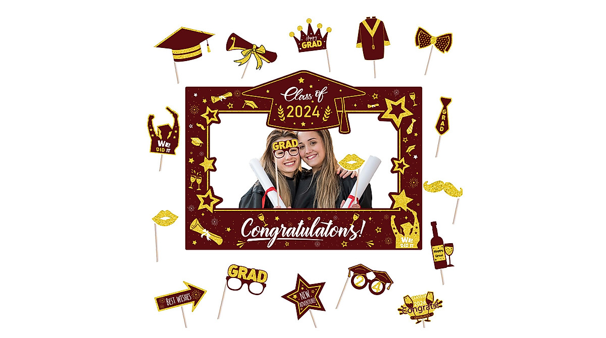 Graduation Decorations 2024 Photo Booth Props - Class of 2024