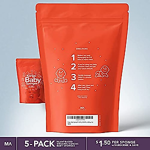 Konjac Baby Sponge for Bathing | Natural Cute Shapes | Kids Bath sponges for Infants | Toddler Bath time | Safe Organic Plant-Based | 5pcs Set : Bear, Monkey, Butterfly, Ladybug, Star