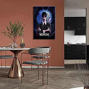Wednesday Addams Jenna Ortega Poster TV Series Poster Canvas Wall Art Room Aesthetic Picture Paintings for Living Room Bedroom Decoration 12X18inch Unframed
