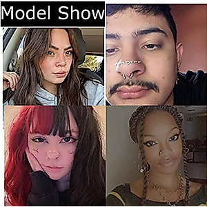 Nose Ring Surgical Steel Nostril Piercing Across Nose to Ear Chain Jewelry Double Nose Ring with Chain Stainless Steel for Women Men Nose Piercing Stud Nostril Jewelry