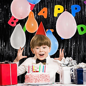 Black Metallic Tinsel Foil Fringe Curtains, 2 Pack 3.3x8.3 Feet Streamer Backdrop Curtains for Birthday Party Decorations, Halloween Decor, Foil Curtain Backdrop for Bachelorette Party