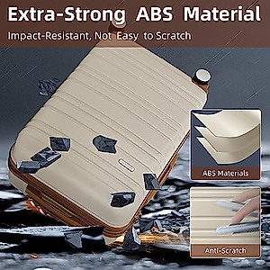 LARVENDER Luggage Sets 4 Piece, Expandable Luggage Hardside Suitcases Set with Double Spinner Wheels, Durable Lightweight Travel Luggage Sets Clearance with TSA Lock, Cream White (18/20/24/28)"