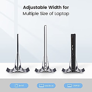 ORICO Vertical Laptop Holder Sturdy Aluminum Laptop Stand Vertical with Adjustable Dock Size, Space Saving, Compatible with All MacBook/Surface/Dell/Gaming Laptops Silver