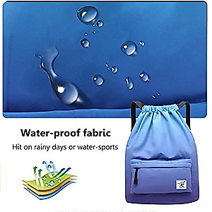 Risefit Waterproof Drawstring Bag, Drawstring Backpack, Gym Bag Sackpack Sports Backpack for Women (Gradient blue)
