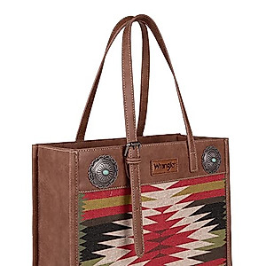 Montana West Wrangler Aztec Printed Shoulder Bag without Zipper Canvas Top Handle Handbags for Women Hobo Bag WG52-8250BR