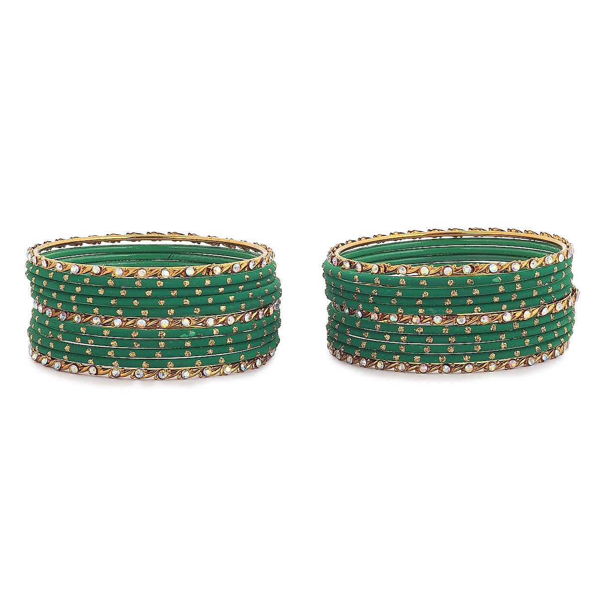RIANGI Bangles For Women Indian Jewelry Set Of 22 Pcs Green Bangles For Women Indian Bollywood Jewelry For Women Party Favors Alloy Metal Bangles Indian Hand Jewelry For Women