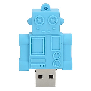 Cute USB Flash Drive, Novelty Cartoon Blue Robot Appearance Thumb Drive, Pendrive Memory Thumb Stick for Date Storage, Gifts for School Students Kids Children Teacher Collegue Employees (128GB)
