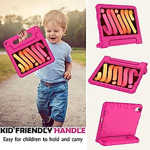 AVAWO Kids Case for iPad Mini 7 (A17 Pro) 2024 8.3 inch, Mini 6 2021 with Built-in Screen Protector, Shockproof Lightweight Handle Stand Cover for Model (A2995/A2996, A2567/A2568/A2569), Rose