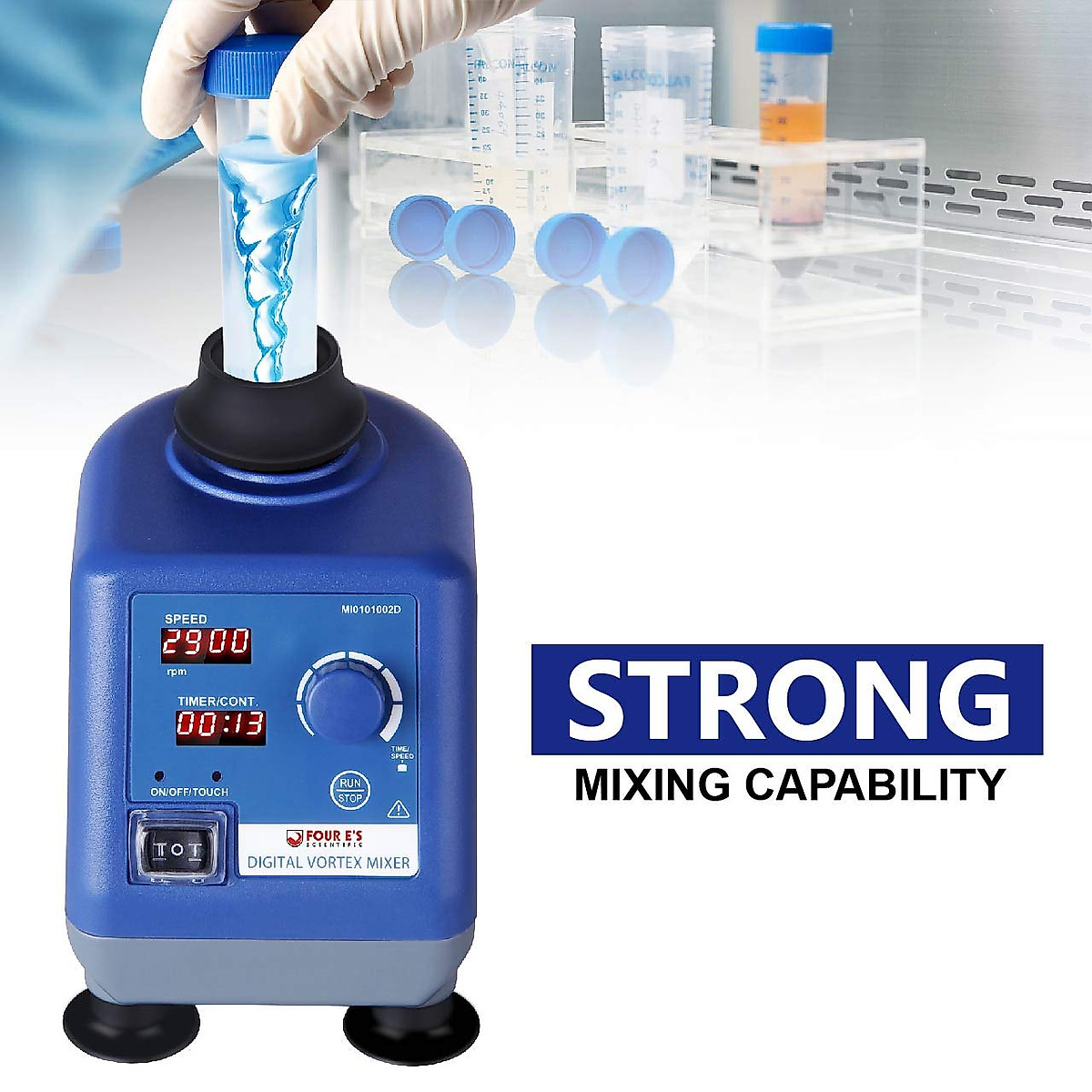 Laboratory Vortex Mixer, 0-3000RPM, LED Display Lab Vortex Shaker, Touch & Continuous Function, for Test Tubes Acrylic Paints Ink