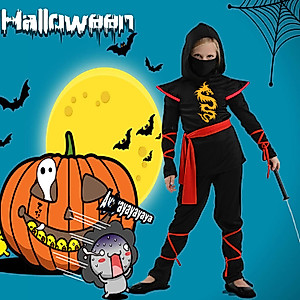 SATKULL Girls Ninja Costume Halloween Ninja Costumes Set for Kids Girl Ninjas Role Playing Dressing Suit(Kids-M-6/7T)