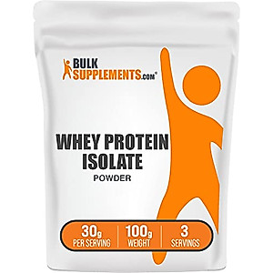 BULKSUPPLEMENTS.COM Whey Protein Isolate Powder - Pure Protein Powder - Flavorless Protein Powder - Whey Protein - 30g per Serving, 3 Servings of Unflavored Protein Powder (100 Grams - 3.5 oz)