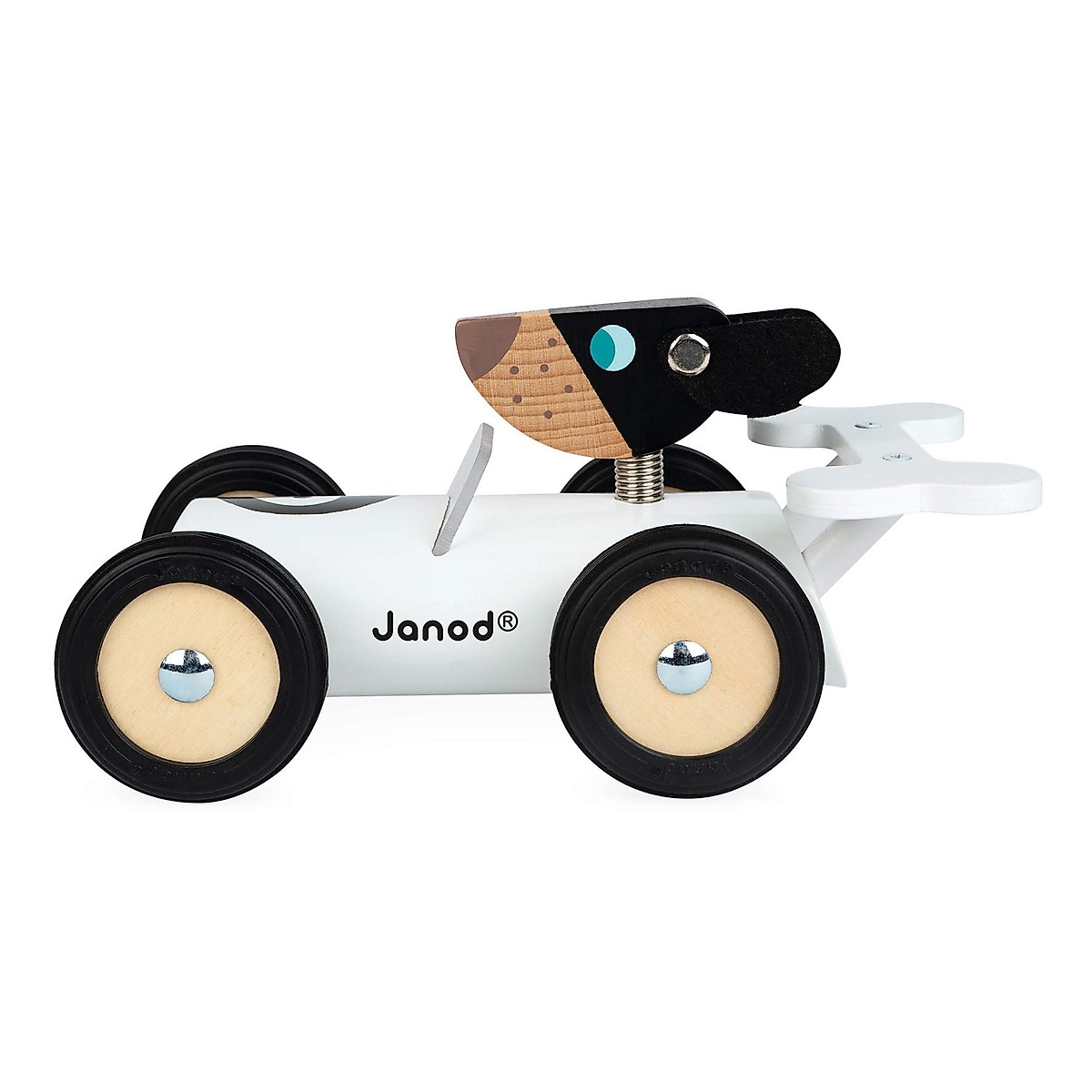Janod Spirit Solid Car Push Toy with Bernard Dog - Ages 18 Months+ - J04491